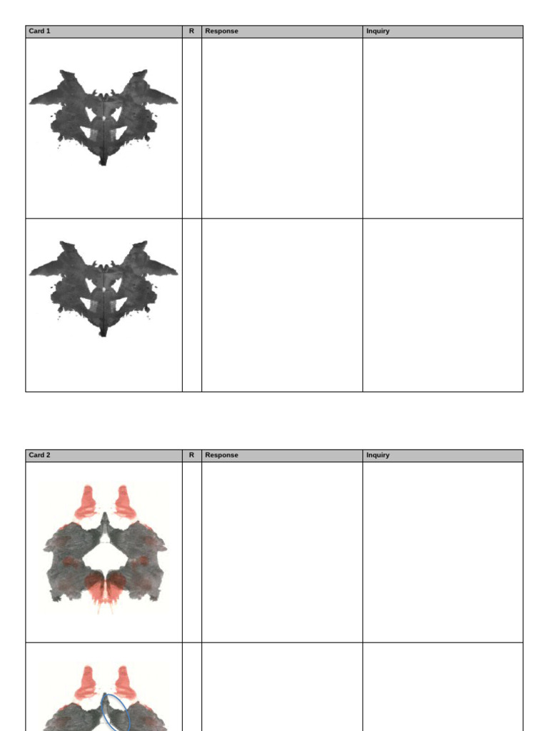 RorschachResponseSheet BLANK | PDF