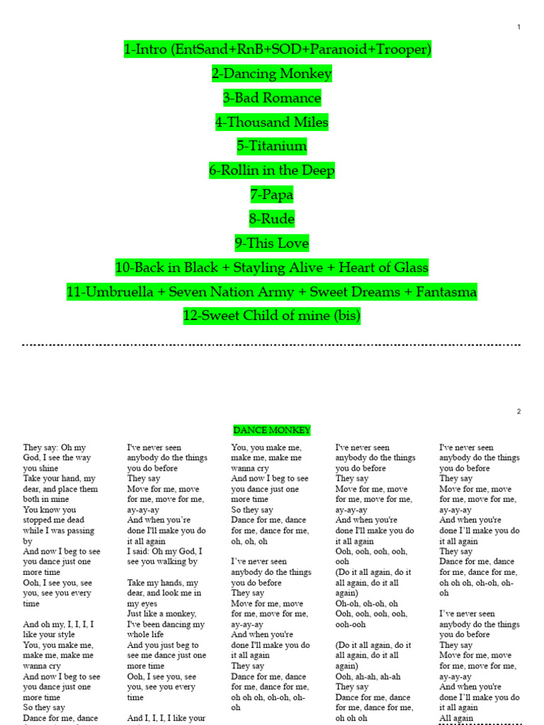 Setlist + Letras Corri 24-04-2025 PDF | PDF