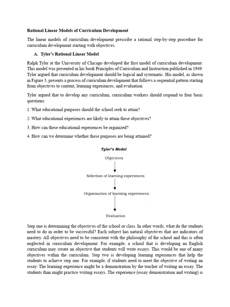 Rational Models of Curriculum Development | PDF | Curriculum | Teachers