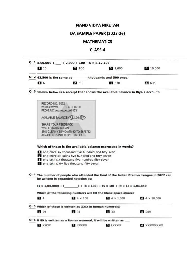 C4 Da Sample Paper (2025-26) - 1 | PDF