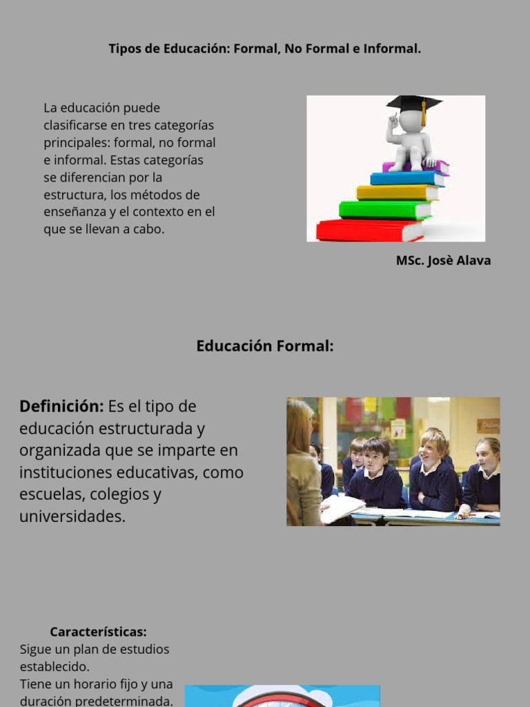 Tipos de Educación Formal, No Formal e Informal. | PDF | Aprendizaje | Plan de estudios