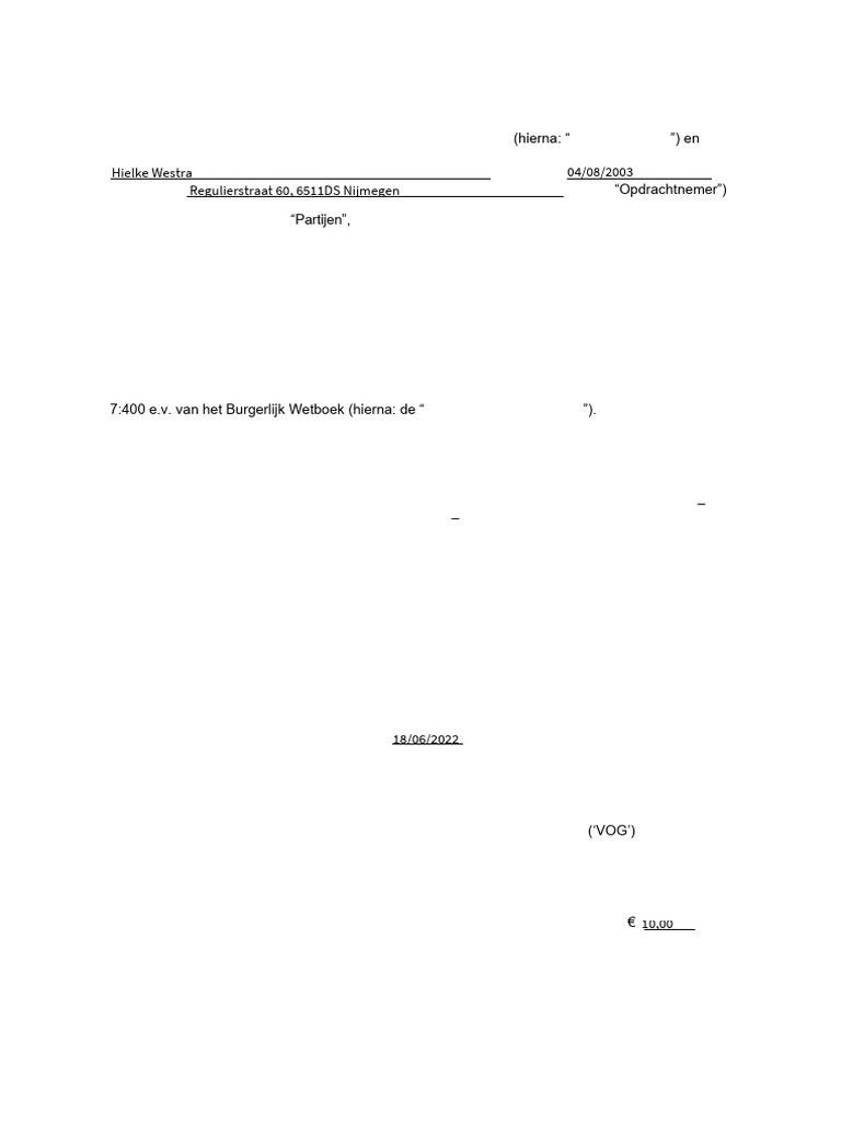 Begeleiding Waaronder Bijles _ Opdrachtovereenkomst_encrypted | PDF