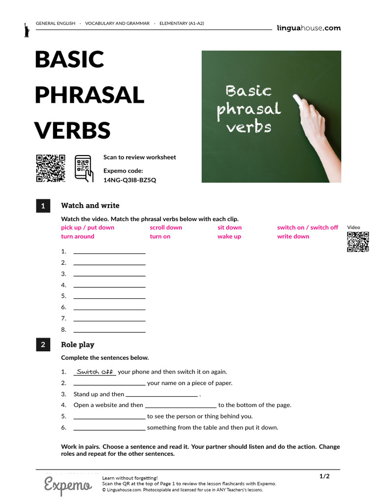 Basic Phrasal Verbs American English Student Ver2 BW | PDF | Object (Grammar) | Verb