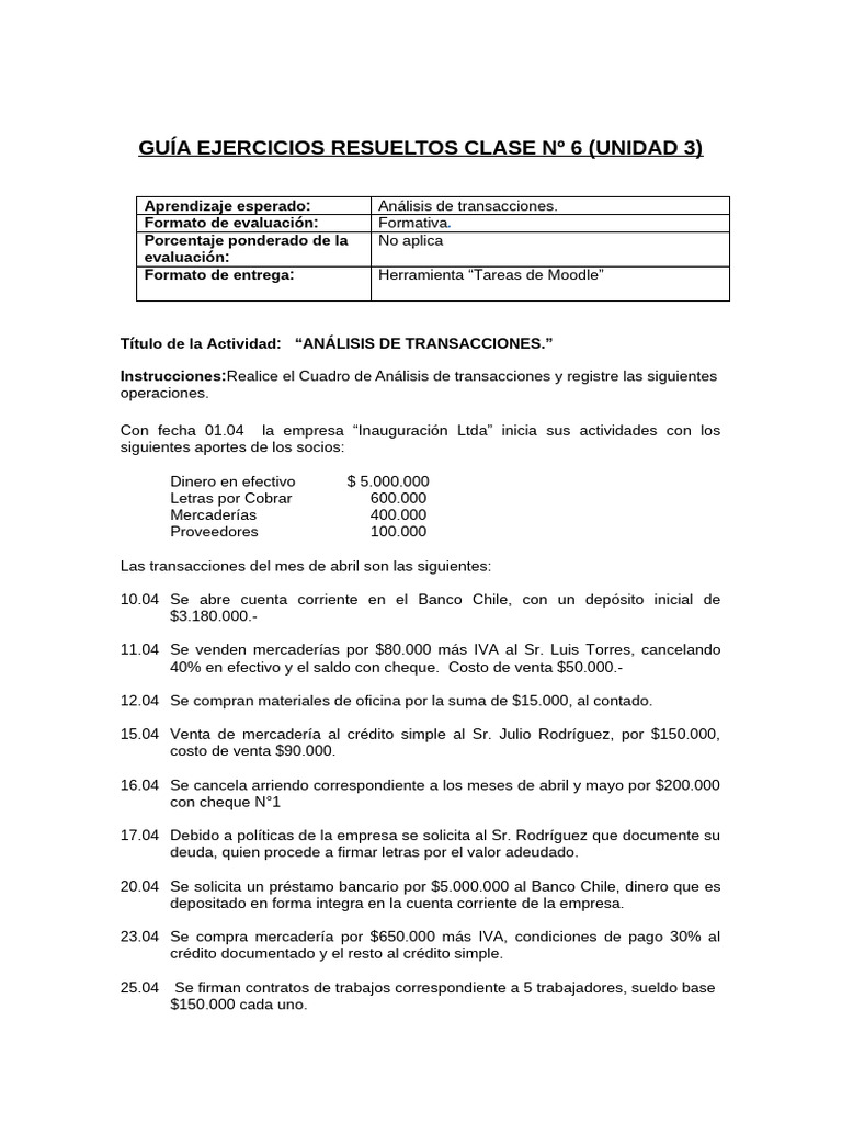 Guia - Ejercicio - Clase 6 - Unidad3 - Resuelto | PDF | Bancos | Cheque