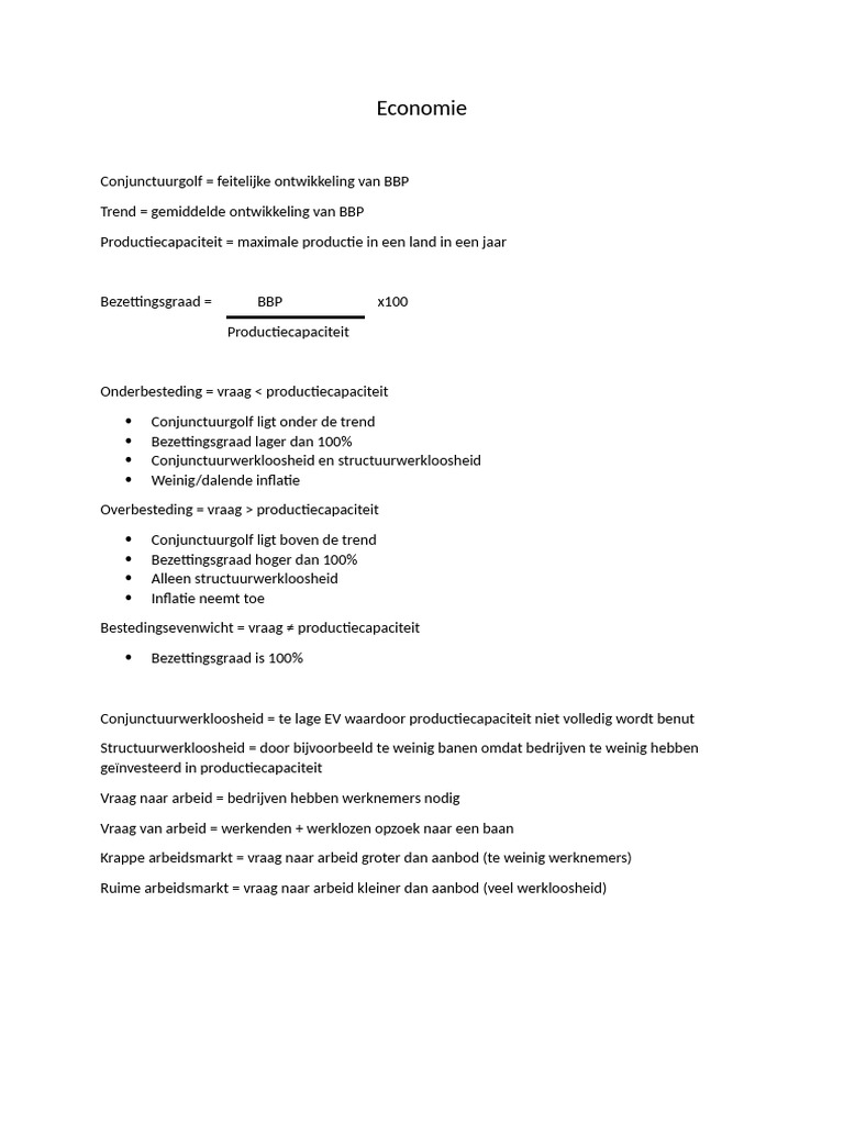 Economie Samenvatting SE1 | PDF