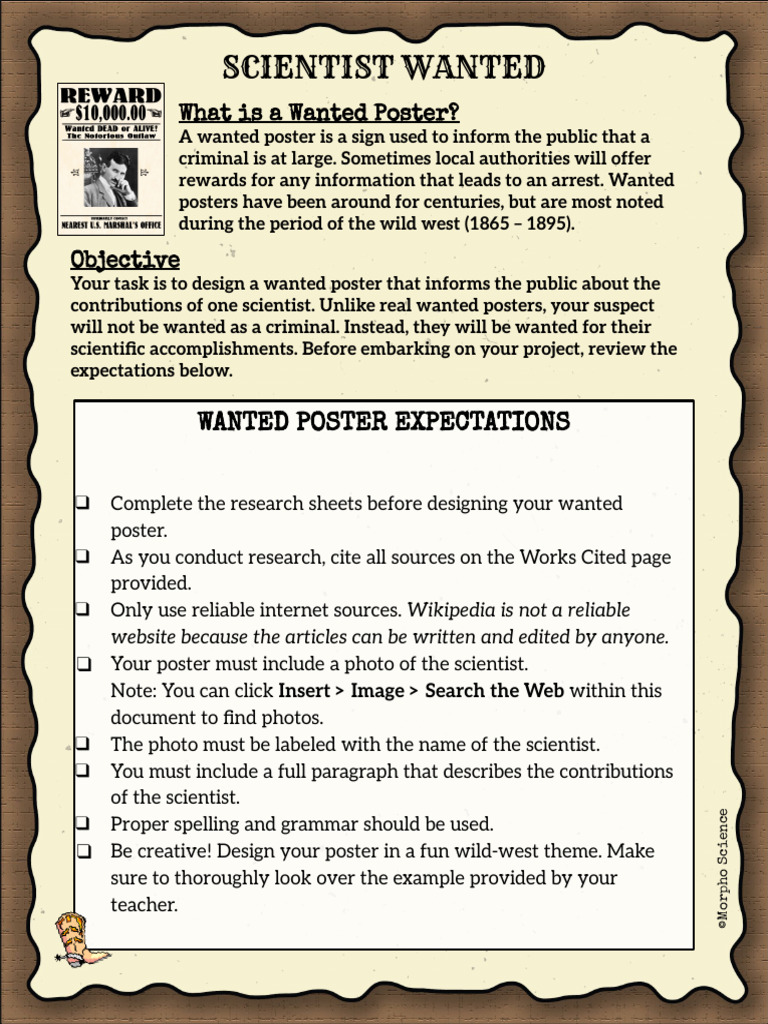 AMERY DITTFURTH - Scientist Wanted Poster (1).pptx | PDF | Marie Curie ...