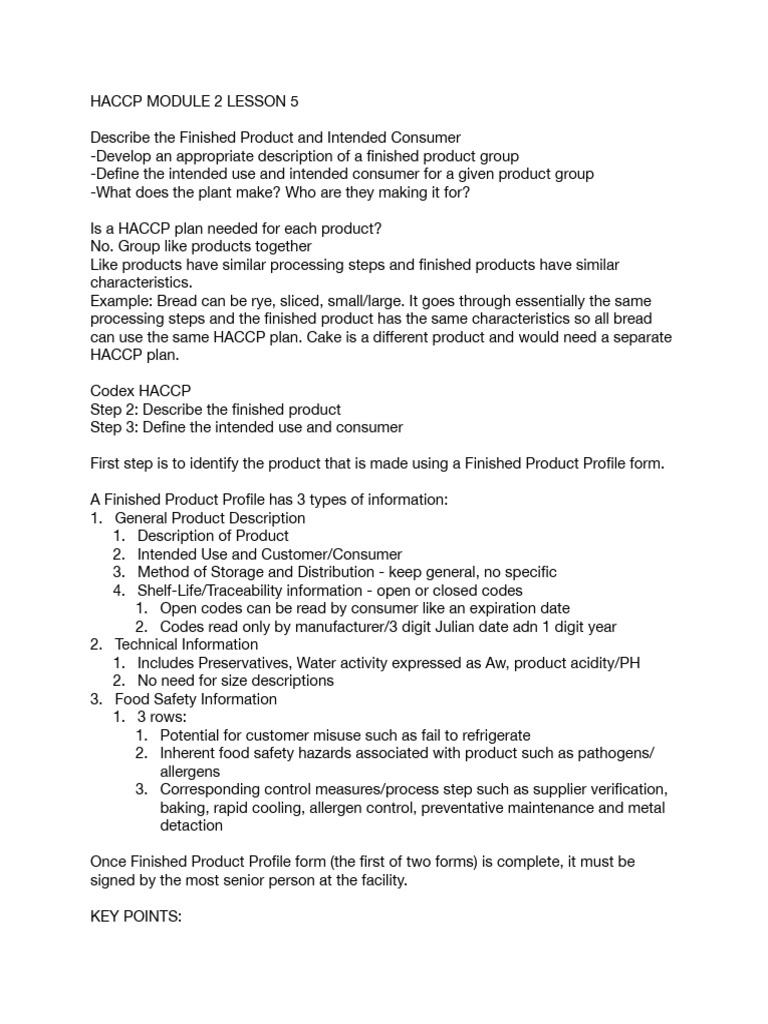 A HACCP Notes MODULE 2 PDF | PDF | Hazard Analysis And Critical Control ...