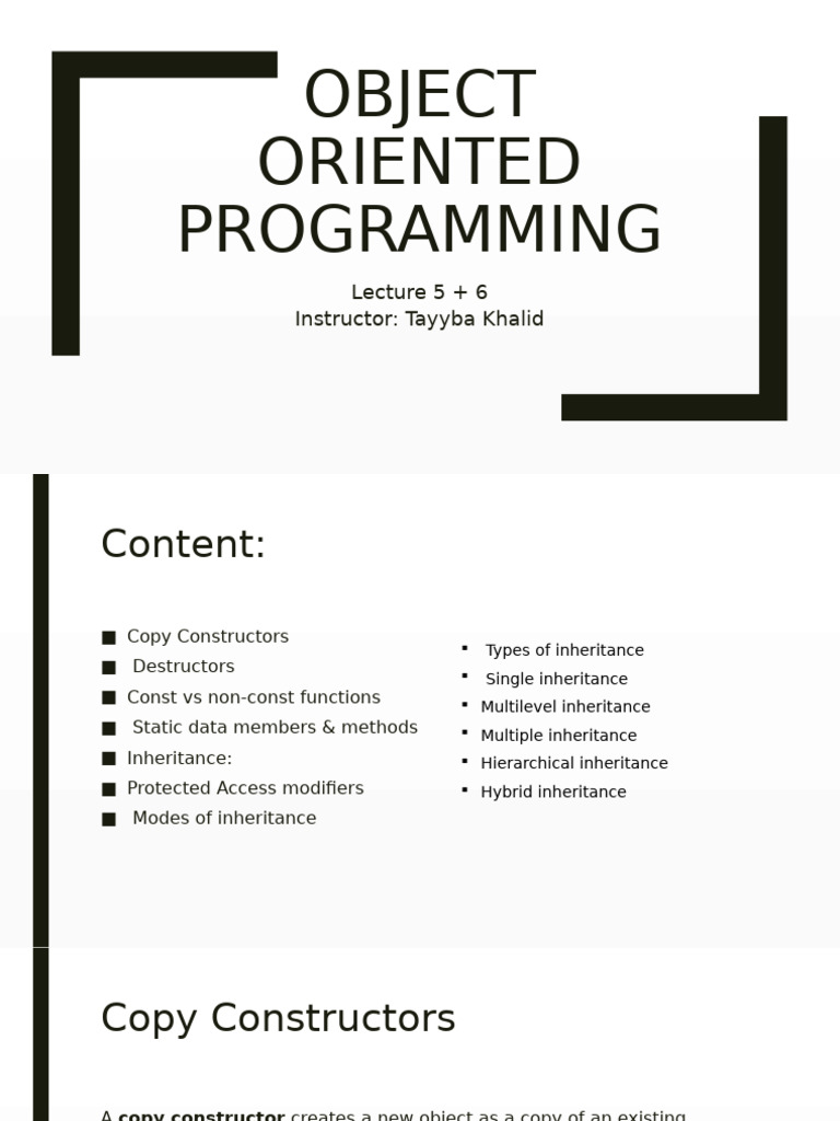 Object Oriented Programming 5 + 6-1 | PDF | Constructor (Object Oriented Programming) | Programming