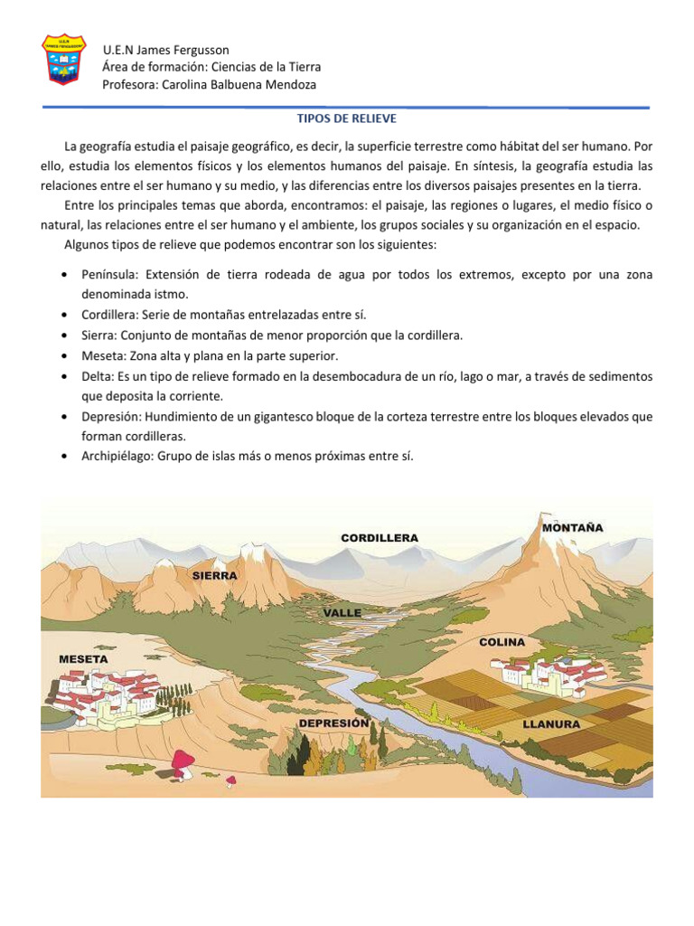 Tipos de relieve y su geografía | PDF | Tierra | Terreno