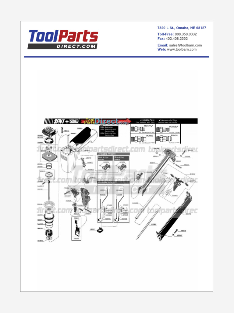 Senco SFN1 Finish Nailer Parts List | PDF