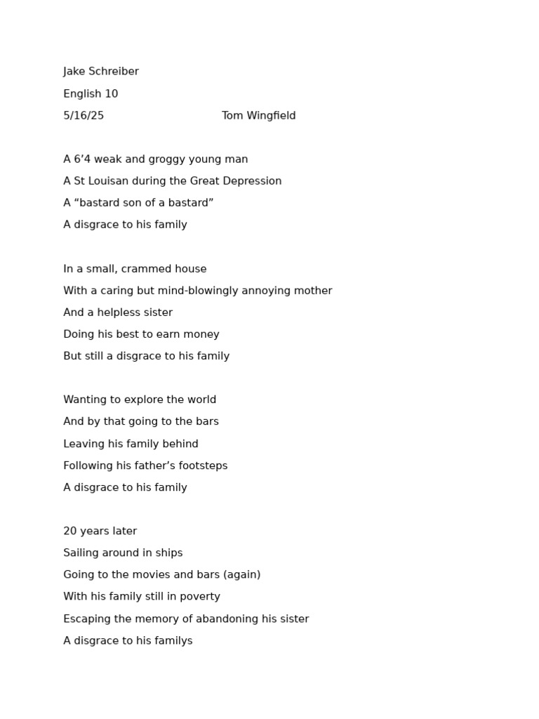 Fictional Character Poem | PDF