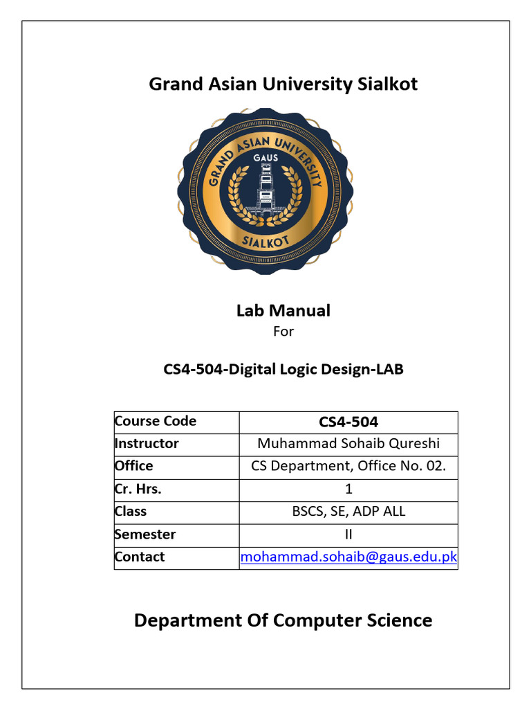DLD LAB Update Version .2 | PDF | Logic Gate | Boolean Algebra