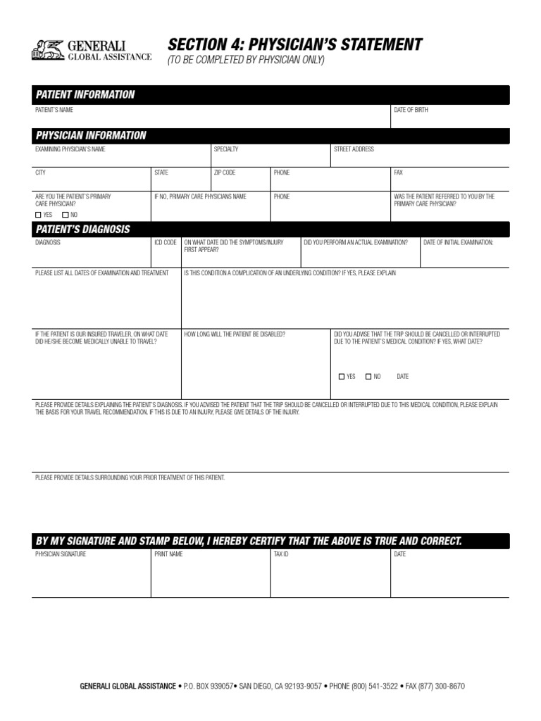 Physician Statement 1023 | PDF | Physical Examination | Physician
