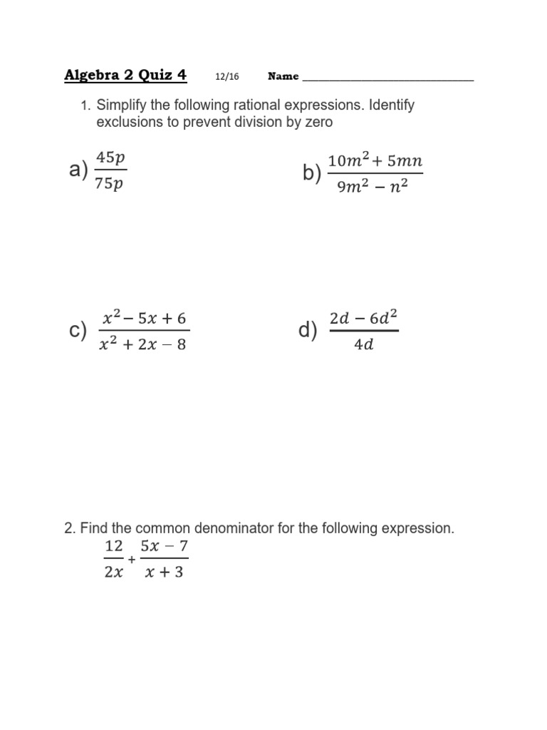 Alg 2 Quiz 11th Dec 15 2022 | PDF