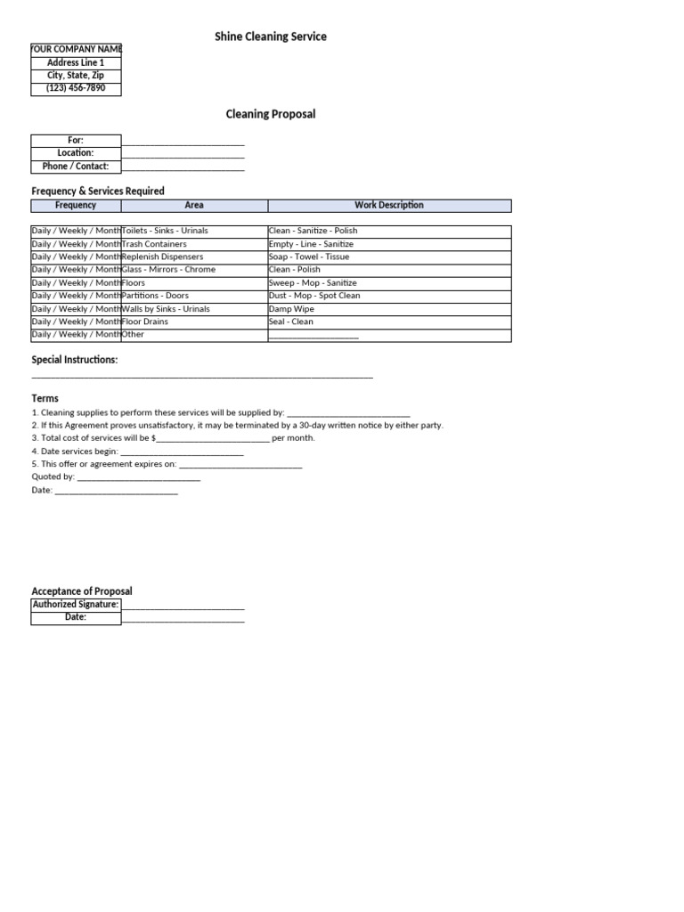 Advanced Cleaning Proposal | PDF