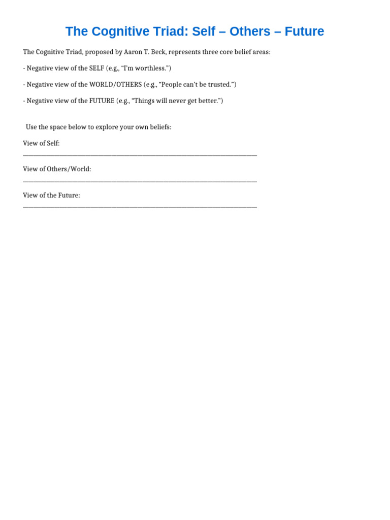 Cognitive Therapy Worksheets | PDF