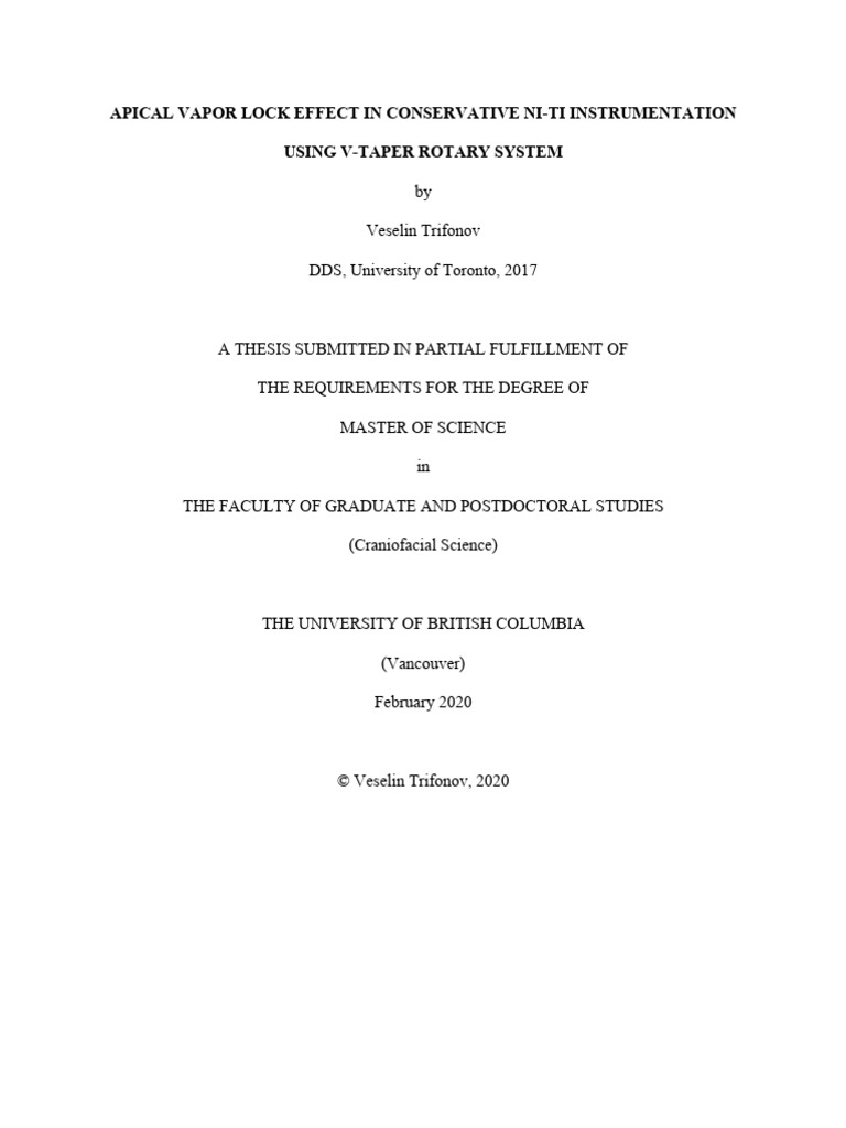 APICAL VAPOR LOCK EFFECT IN CONSERVATIVE NI-TI INSTRUMENTATION USING V ...