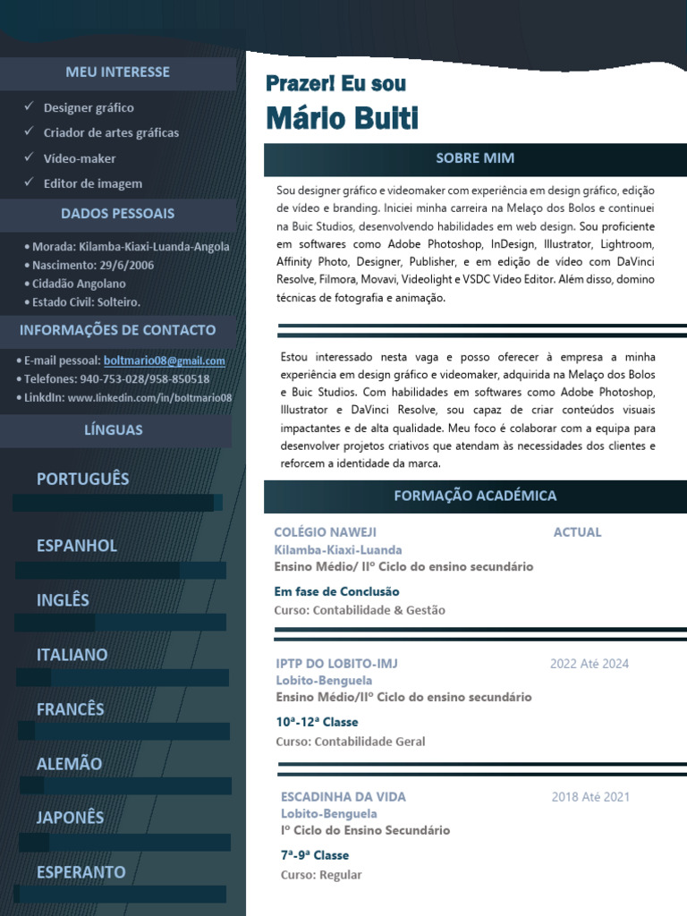 Designer Gráfico e Videomaker em Angola | PDF | Adobe Photoshop | Microsoft
