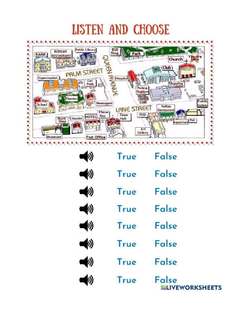 Prepositions of Place For Directions. Listening Activity | PDF