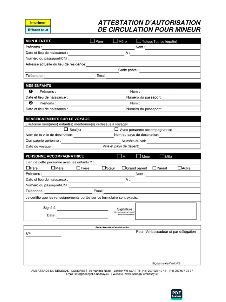 Formulaire-autorisation-parentale-voyage-mineur-v022022 | PDF