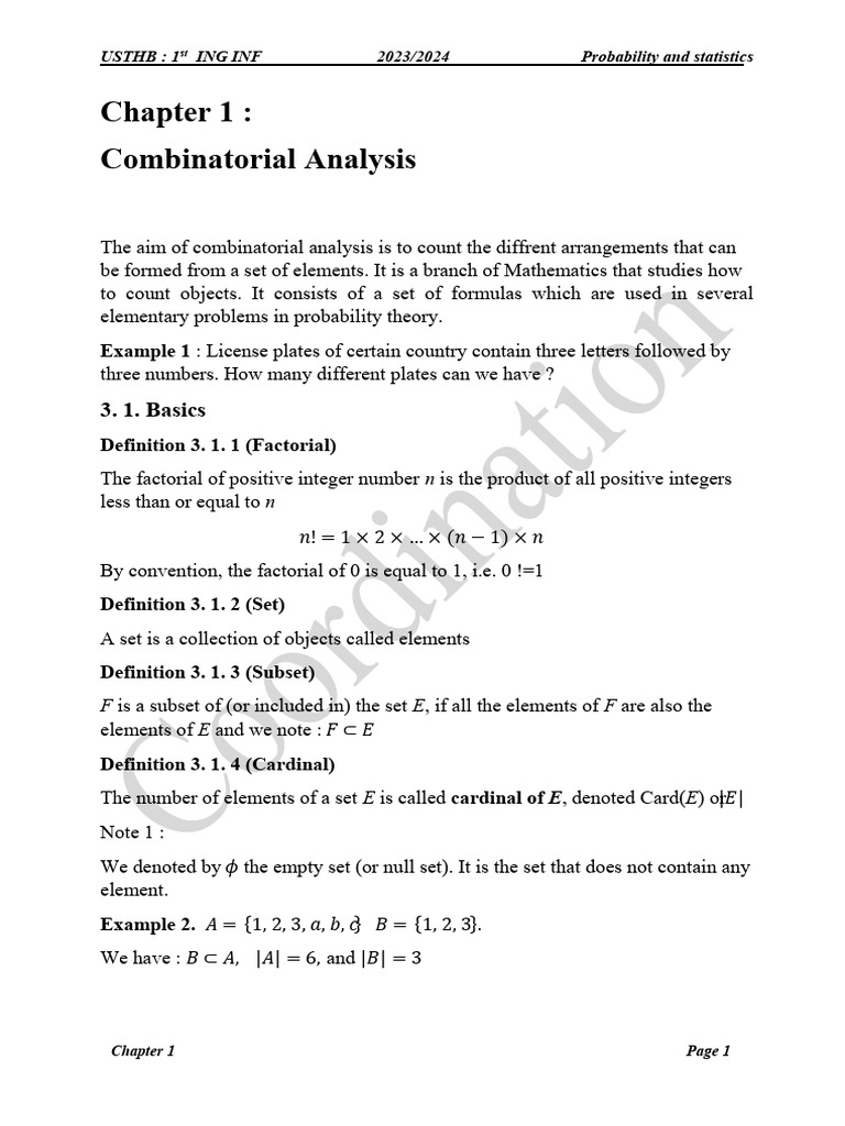 Chapter 1 Combinatorial Analysis Pdf Set Mathematics Permutation