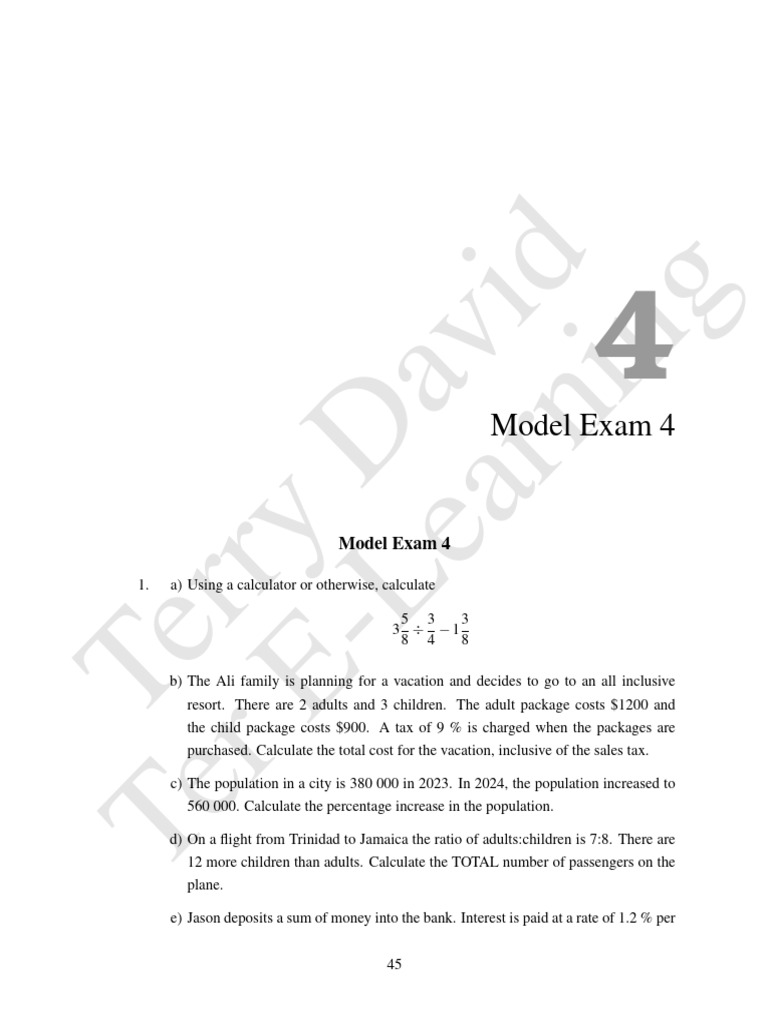 Model Exam 4 (Terry David) | PDF | Triangle | Mathematics
