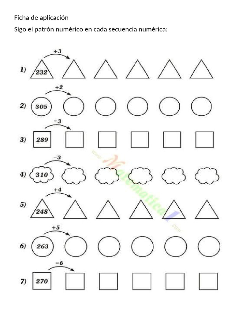 Ficha de Aplicación Patrón Numérico | PDF