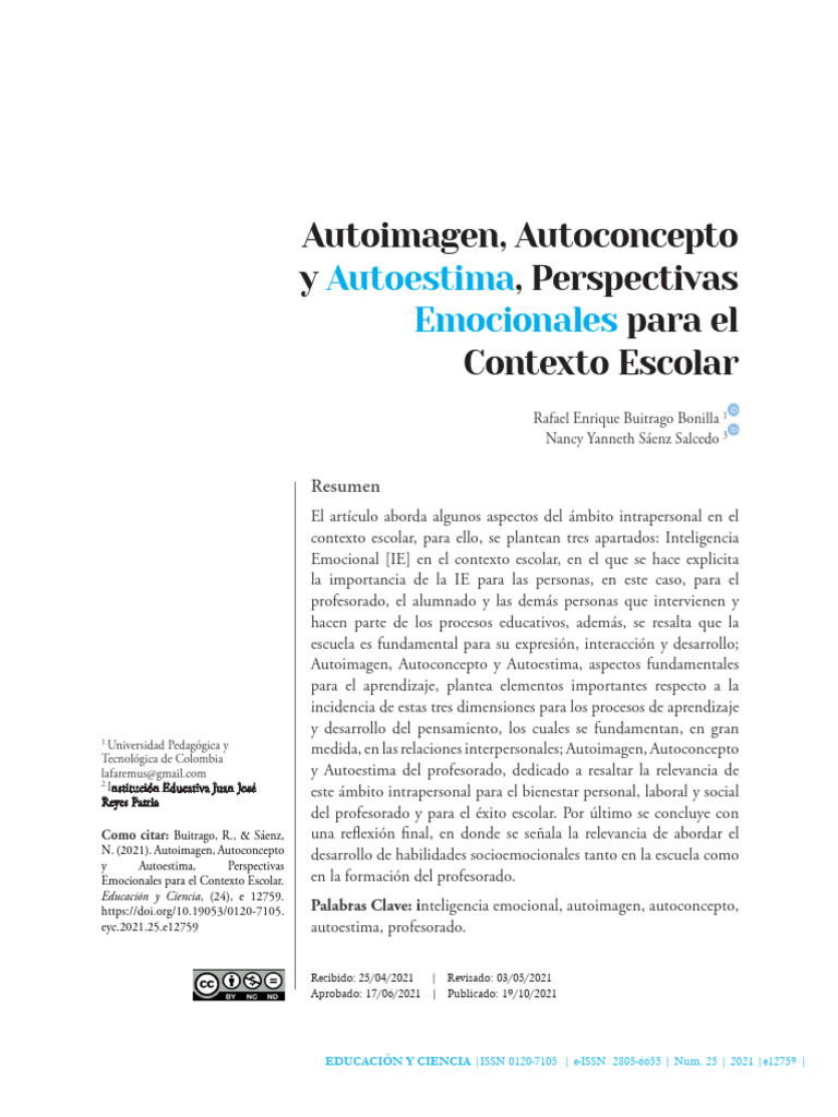 Lectura 2. Autoestima Autoconcepto y Autoimagen | PDF | Maestros | Las emociones