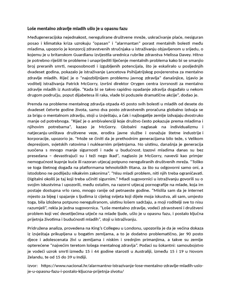 Mentalno zdravlje | PDF