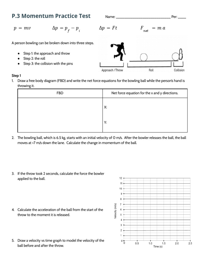 Momentum Practice Test | PDF | Force | Momentum