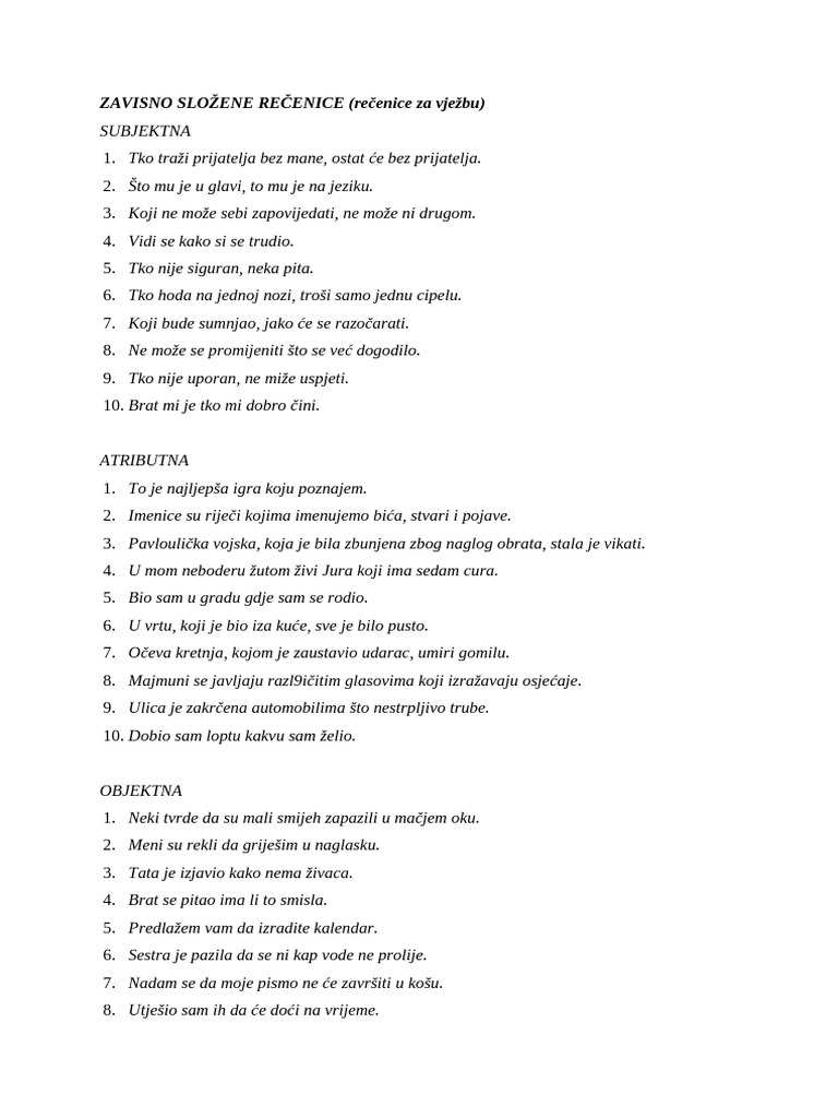 ZSR - Primjeri Recenica | PDF