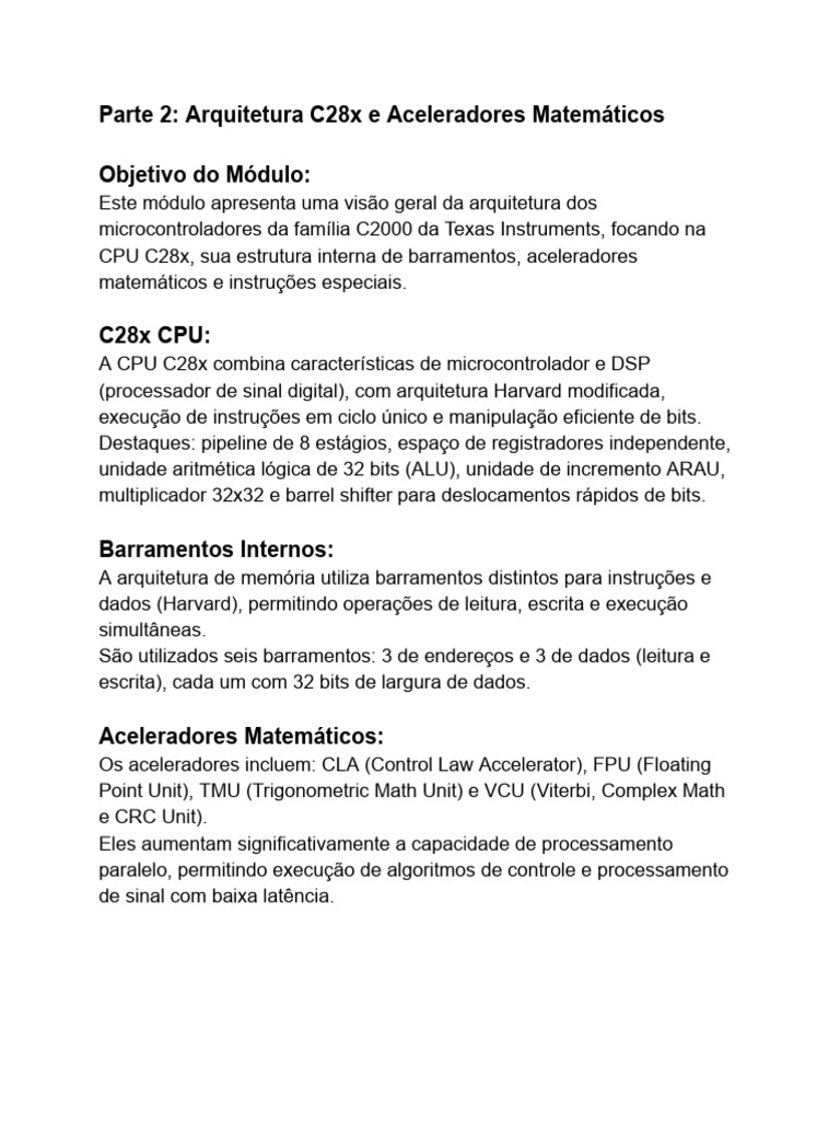 CCS Parte 2 - Arquitetura C28x e Aceleradores Matemáticos | PDF | Memória de acesso aleatório ...