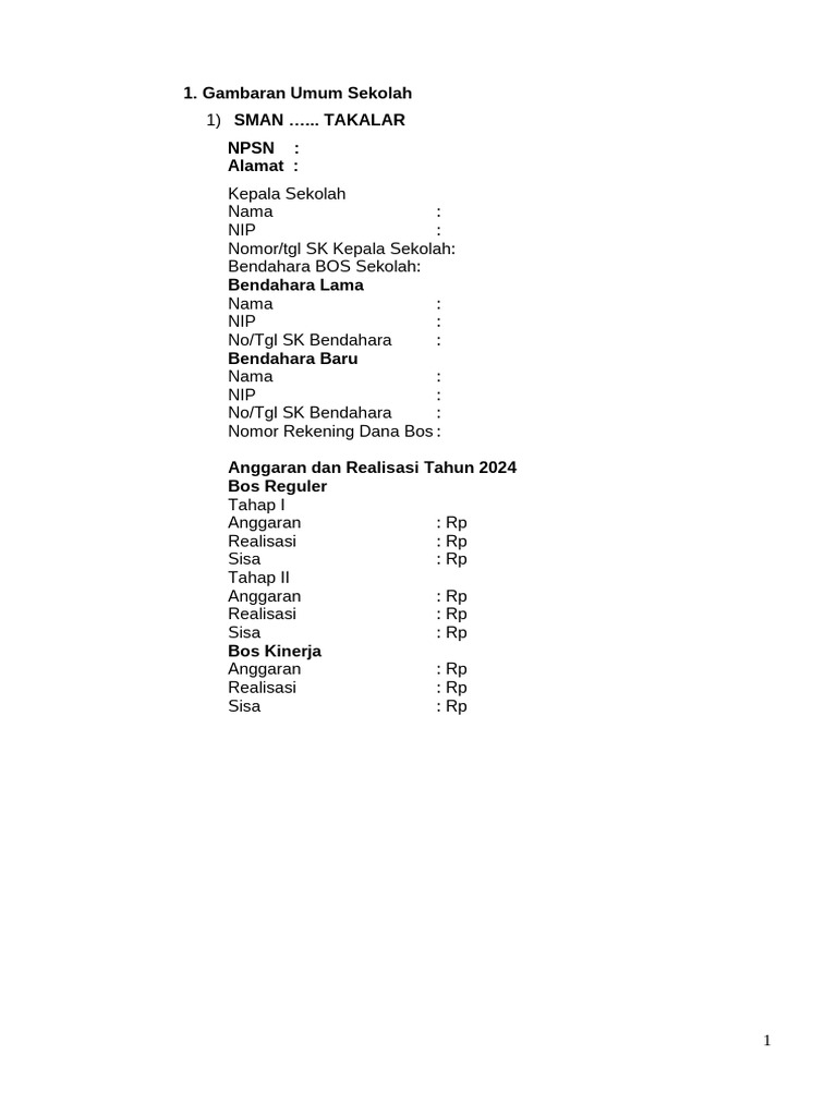 Draft Gambaran Umum Sekolah | PDF