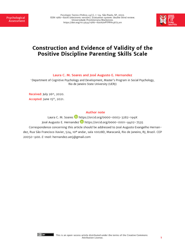 Construction and Evidence of Validity Scale | PDF | Parenting | Psychometrics