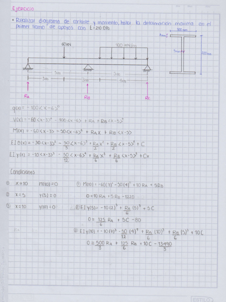 Ejercicio resistencia de materiales resuelto | PDF