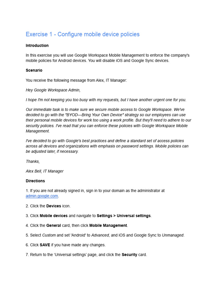 Configure Android Device Policies | PDF | Android (Operating System ...