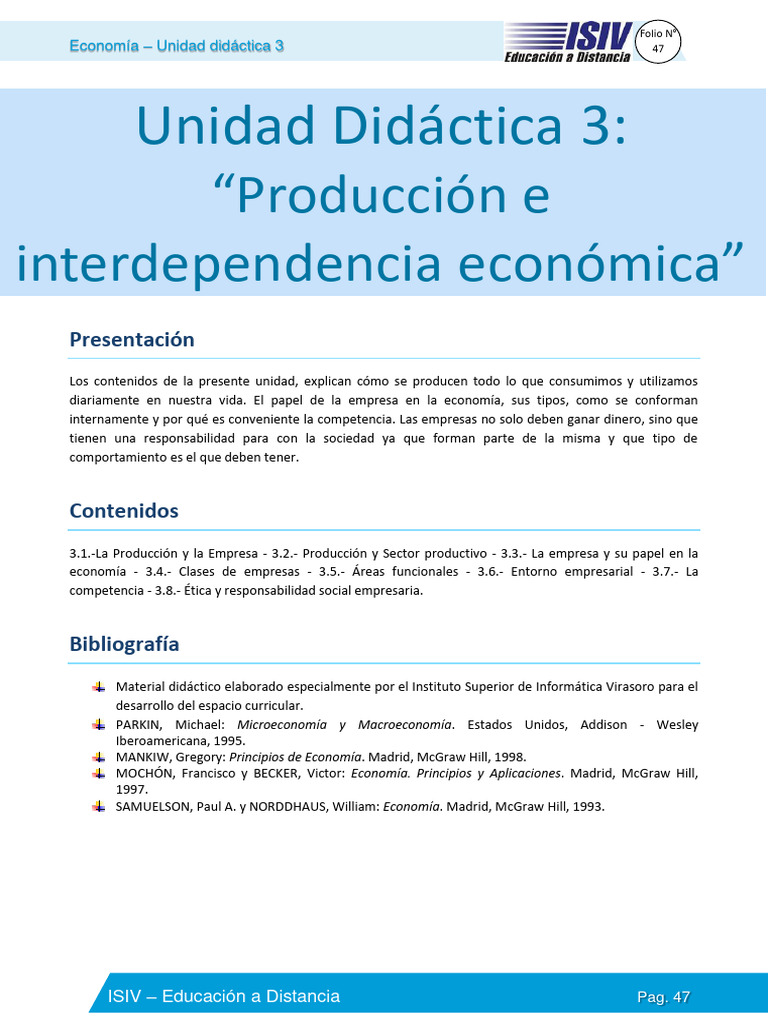 U3 PRODUCCION E INTERDEPENDENCIA ECONOMICA ISIV | PDF | Business ...
