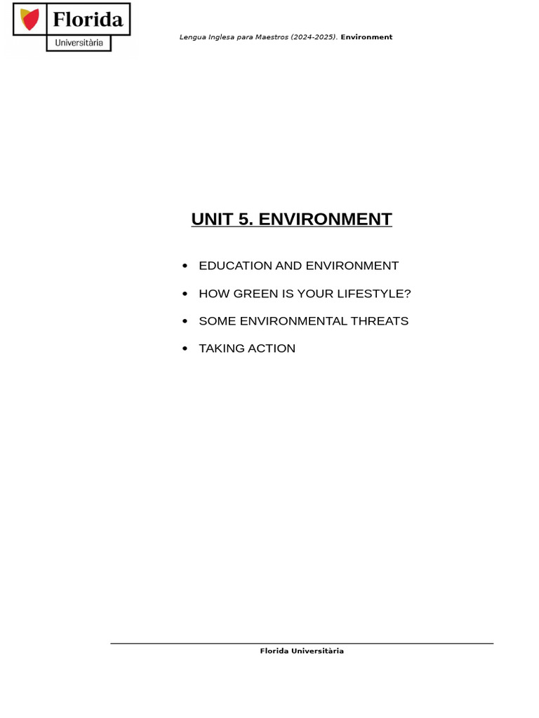 Dossier Unit 5 Environment 2024-2025 | PDF | Recycling | Waste