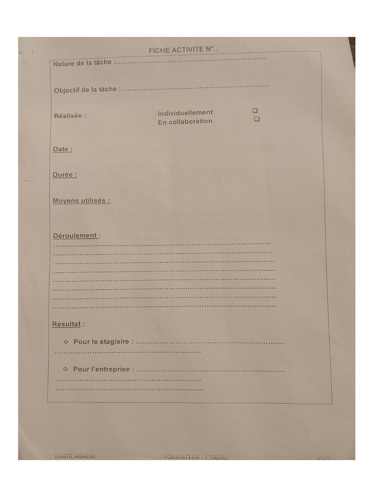 Fiche D'activité | PDF