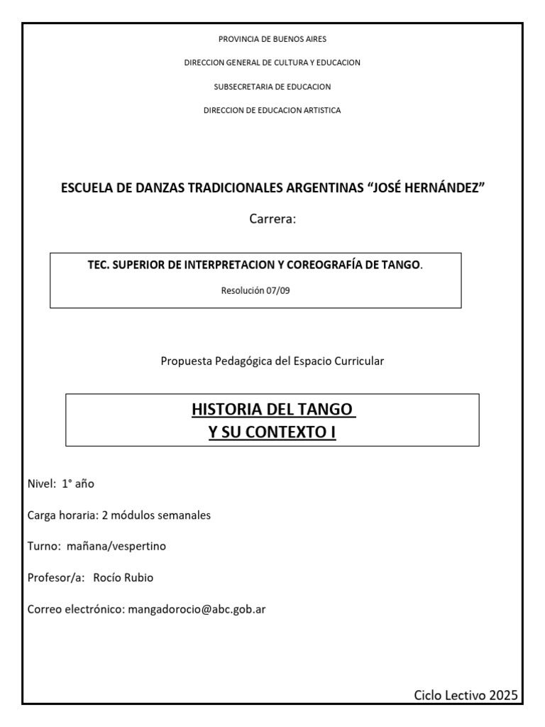 PROGRAMA2025 - Hta. Tango y Su Contexto I-Rocío Rubio | PDF ...