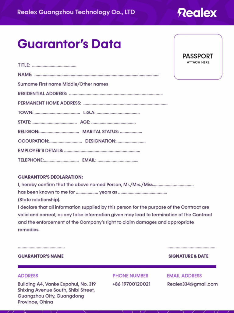 Realex Guarantor Form | PDF