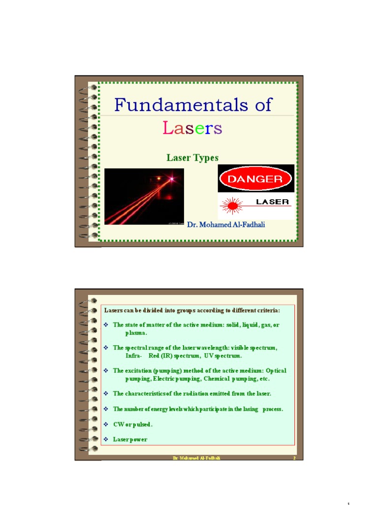 Types and Fundamentals of Lasers | PDF | Laser | Ultraviolet
