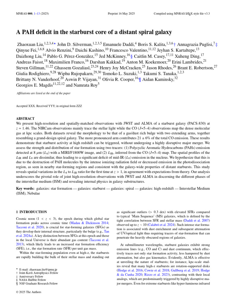 A PAH deficit in the starburst core of a distant spiral galaxy | PDF ...