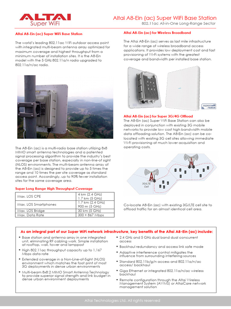 Altai A8 Ein Ac Catalog Eng 191213 - Exp | PDF | Wi Fi | Ieee 802.11
