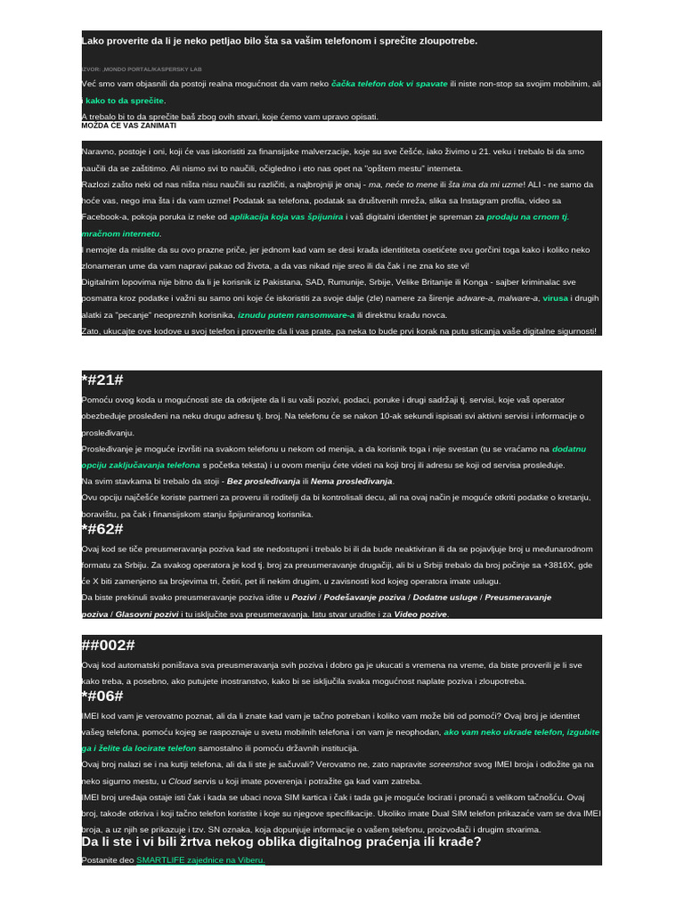 Kodovi Za Telefon | PDF