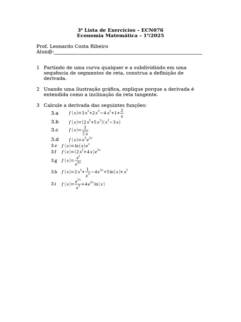 3a Lista de Exercícios - ECN076 (2) 00000 | PDF