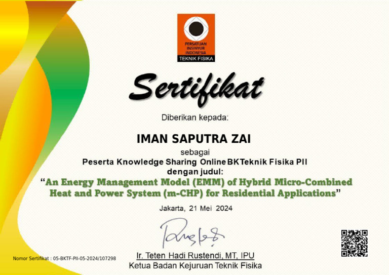 Sertifikat Iman Saputra Zai | PDF