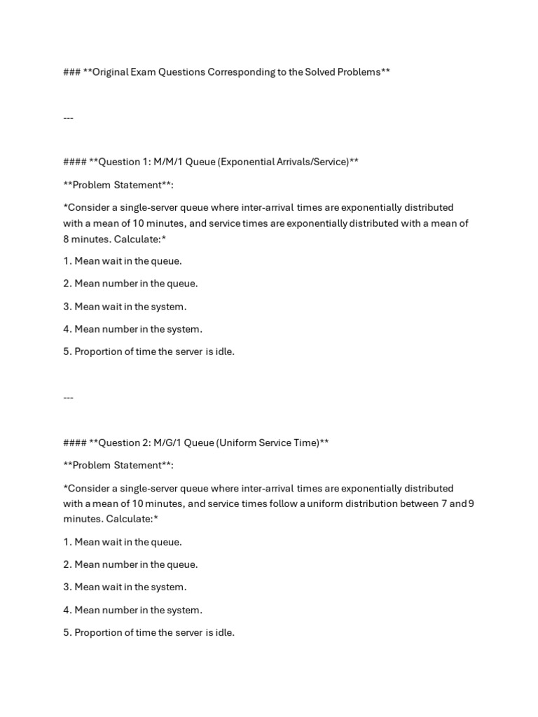 Original Exam Questions Corresponding To The Solved Prob | PDF ...