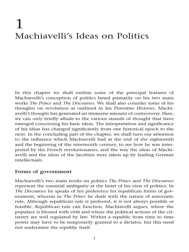 Machiavelli Ideas On Politics | PDF | The Prince | Niccolò Machiavelli
