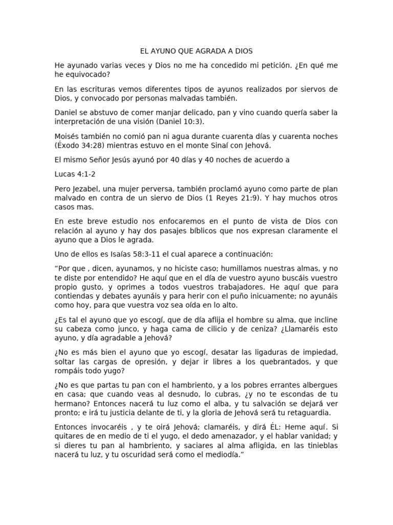 El Ayuno Que Agrada A Dios | PDF | Cristo (título) | Rápido